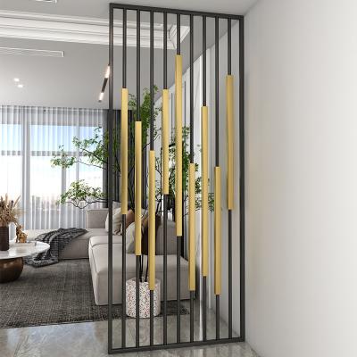 China Black Gold Metal Room Divider 600x2000mm Modern Stainless Steel Partition for sale
