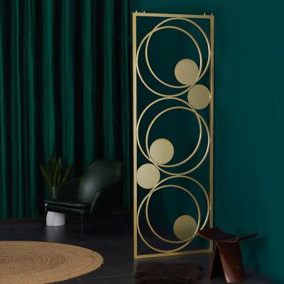 China Gold Stainless Steel Room Divider Round Modern Partition 800x2000mm Customizable for sale