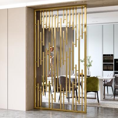 China Laser Cut Stainless Steel Room Divider 800x2000mm Gold Modern Partition Screen for sale