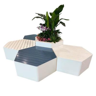 China Stainless Steel Outdoor Bench with Planters 1000x1000x400mm Customizable for sale