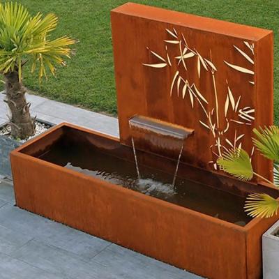 China Corten Steel Outdoor Fountain Sculpture Garden Water Statue 2000mm Custom Size for sale