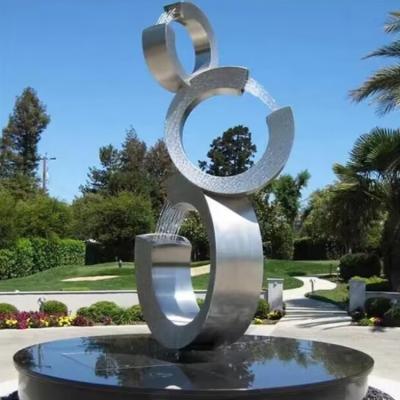 China Stainless Steel Abstract Art Fountain Sculpture 3000mm Anti Corrosion Garden Water Feature for sale