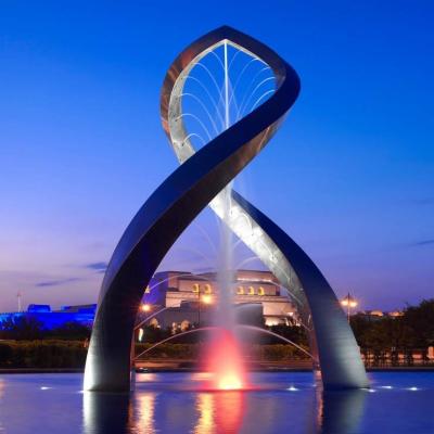 China Modern Minimalist Stainless Steel Fountain Sculpture 5000mm Height Customizable for sale