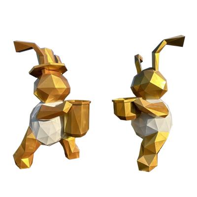 China Stainless Steel Colorful Rabbit Sculpture 2000mm Modern Garden Art for sale