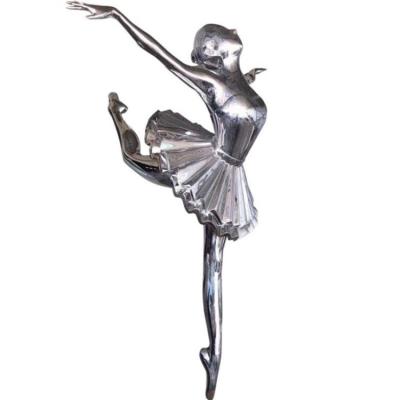 China Stainless Steel 304 Ballet Dancer Sculpture 1600mm Silver Female Statue for sale