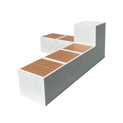 China Outdoor Anti-Corrosion Wood Galvanized Steel Variable Combination Bench 2000x450x450mm for sale