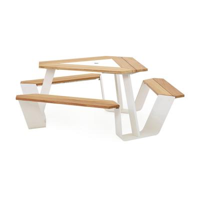 China Outdoor Garden Metal One-Piece Table and Bench Set 1800mm Stainless Steel for sale