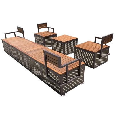 China Outdoor Modern Metal Sofa Set with Table and Benches 1800mm Stainless Steel for sale