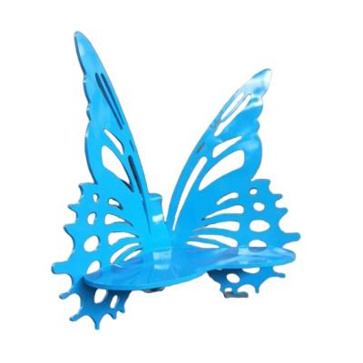 China Custom Giant Butterfly Bench Sculpture Stainless Steel Garden Park Villa Outdoor Seating for sale