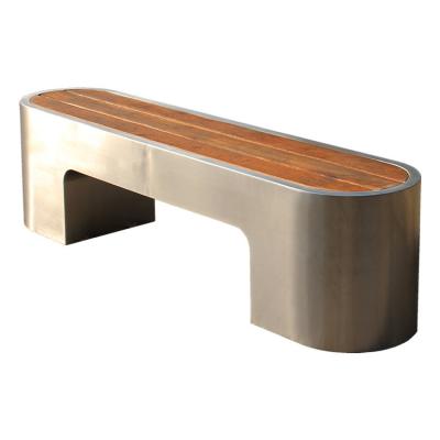 China Outdoor Metal and Wood Park Bench 1800mm Ellipse Long Chair Stainless Steel for sale