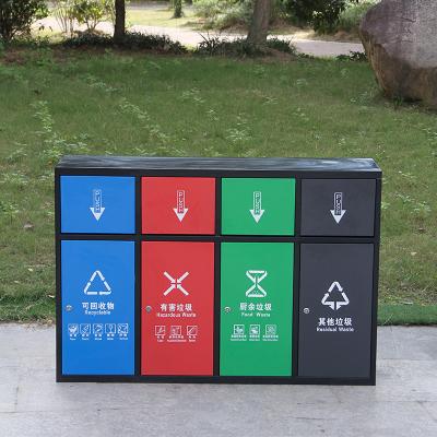 China Stainless Steel Waste Segregation Trash Bin 1250×360×900mm with Custom Colors and Weather-Resistant Finish for sale
