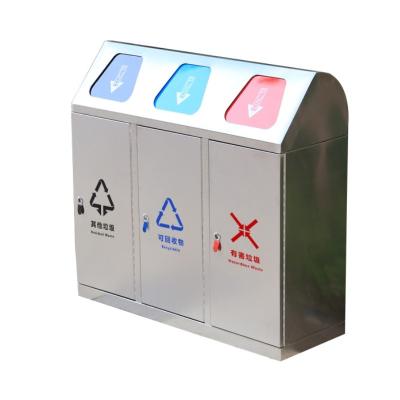 China Stainless Steel Outdoor Trash Bin 840×300×800mm Top Open Metal Waste Container with Custom Colors for sale