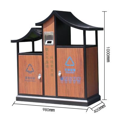 China Stainless Steel Antique Eaves Garbage Bin 980x400x1000mm Outdoor Retro Waste Bin for sale