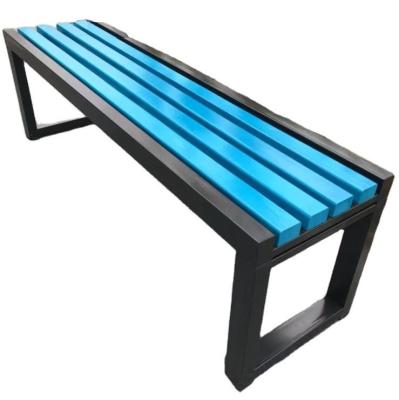China Garden Solid Wood Slats Bench Park Waiting Bench Steel Frame 1500mm for sale