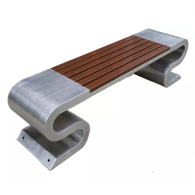 China Wholesale Garden Stainless Steel Wood Bench 1800mm Bent Metal Leg Outdoor Seating for sale