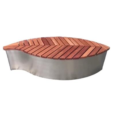 China Leaf Shaped Metal Backless Bench Garden Wooden Bench Stainless Steel Custom Size for sale