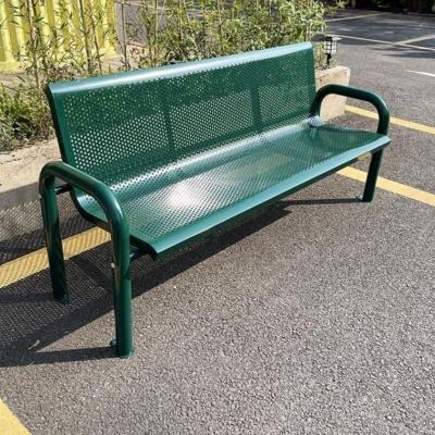 China Outdoor Patio Green Metal Bench 3 Seater 1800mm Steel Bench for Waiting Area for sale