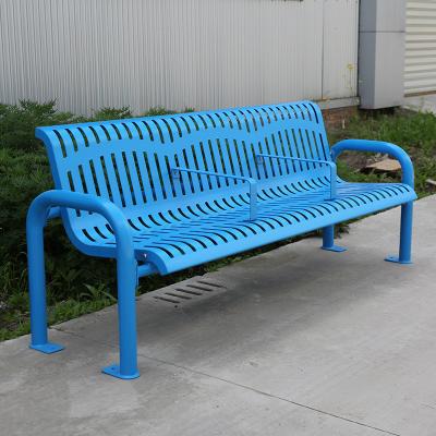 China Stainless Steel Outdoor Bench 1800x450x750mm Blue Park Seat with Back Rest for sale