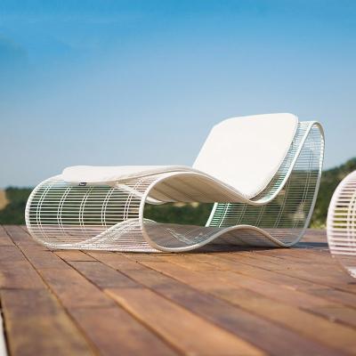 China Custom Metal Sun Lounger 1700x640x660mm Stainless Steel Pool Patio Chair for sale
