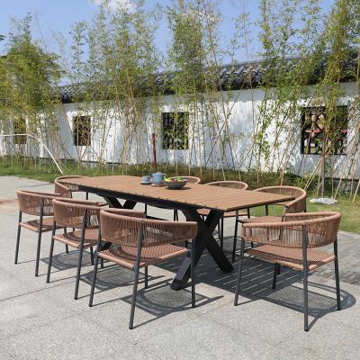 China Plastic Wood Table and Chair Set Waterproof Flexible Combination Bench Set Custom Size for sale