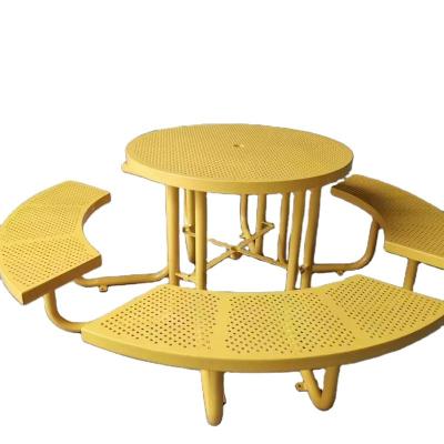 China Stainless Steel Round Dining Table with Chairs Modern Outdoor Pic Set Custom Size for sale