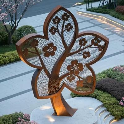 China Customized Unique Charm Rust Style Flower Sculpture Suitable For A Hotel Lobby for sale