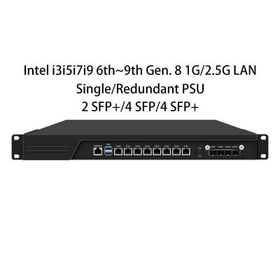 China Zynshield 1U Rackmount Firewall i3i5i7 6th~9th 8 2.5G 2SFP+ 4SFP+ Bypass Redundant PCIe X8 for sale