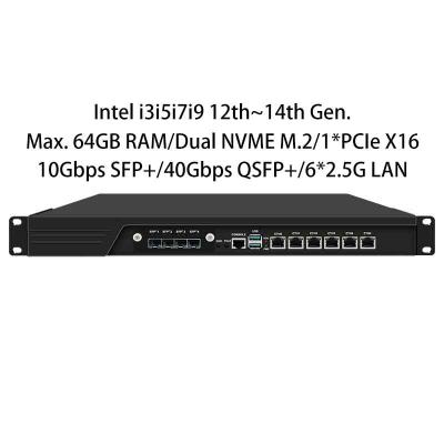 China Zynshield 1U Rackmount Firewall i7 13700 i9 14900 6 2.5G LAN 10G 40G QSFP+ Redundant Bypass for sale