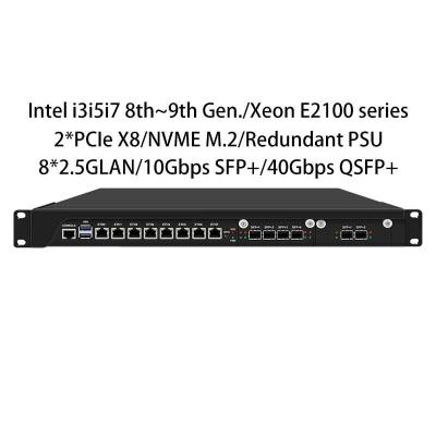 China Zynshield 1U Rackmount Firewall Intel Core i3i5i7 9th Xeon E3V5 2 PCIe X8 Slots 10G 40G QSFP+ for sale