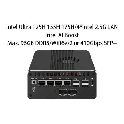 China Zynshield AI Mini PC Intel Ultra 125H 155H 185H Wifi6e 10G SFP+ 40G QSFP+ Max. 96GB DDR5 for sale