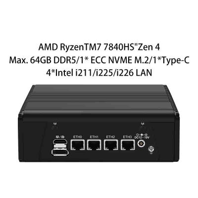 China AI Firewall Desktop Mini PC AMD Radeon R7-7840 4 2.5Gbps UDE LAN 8K Wifi 6 EXSi for sale