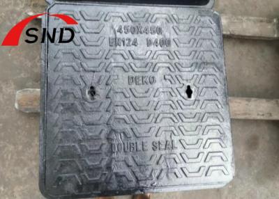 China Double Sealed Ductile Iron Manhole Cover 450x750mm 600x600mm Square Storm Drain for sale