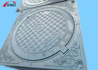 China Ductile Iron Manhole Cover 700x800mm Square Frame Round Cover C250 D400 BS EN124 for sale