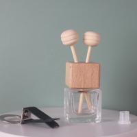 China 6ml Wooden Car Perfume Bottle  Empty Car Air Freshener Glass Bottle for sale