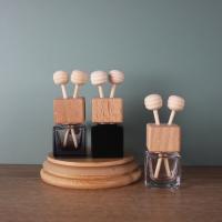 China Gradient Black 6ml Glass Car Perfume Bottle With Wooden Cap / Vent Clip for sale