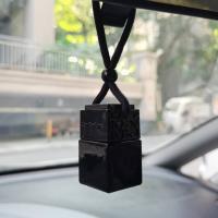 China 8ml Bright Black Square Car Air Freshener Bottles Empty Car Hanging Diffuser Bottles for sale