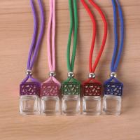 China Colorful Wooden Lid Car Perfume Bottle With String And Rubber Stopper for sale