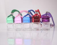 China Transparent Glass Car Perfume Bottle With Colorful Wooden Lid And String for sale