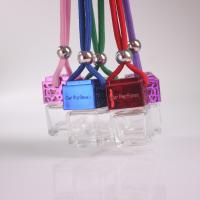 China Transparent Glass Car Perfume Bottle With Colorful Wooden Lid And String for sale