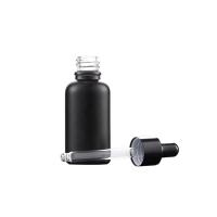 China High End Frosted Matte Black Glass Bottle 20ml-100ml For Lotion Serum Essential Oil for sale