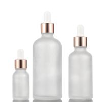 China Frosted Transparent Essential Oil Glass Bottles 5ml-100ml With Rose Gold Dropper for sale