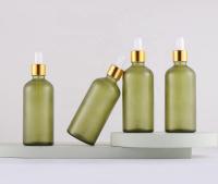 China 100ml Matte / Bright Light Green Glass Dropper Bottle With Dropper Cap for sale