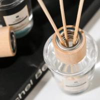 China Inverted Cone Decorative Reed Aroma Diffuser Glass Bottle 90ml With Wooden Cap for sale