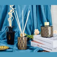 China Inverted Cone Decorative Reed Aroma Diffuser Glass Bottle 90ml With Wooden Cap for sale