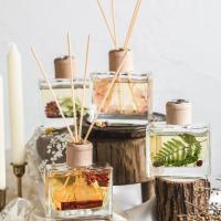 China Flat Square Room 100ml Reed Diffuser Glass Bottle With Stopper for sale