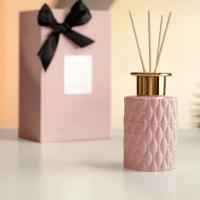 China Luxury Empty Round Matte Black Diffuser Bottles With Golden Cap And Sticks for sale