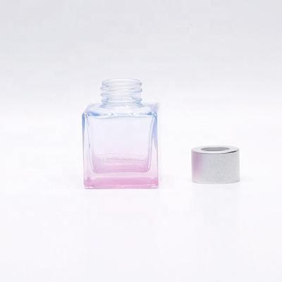 China Luxury 50ml Reed Diffuser Bottle Amber Color Square Essential Oil Diffuser Bottles for sale