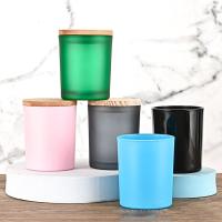 China Empty Glass Frosted Colored Candle Jars Unique Luxury Glass Jars For Candles for sale