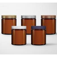 China 100ml Scented Candle Container , Amber Glass Candle Jar With Metal Lid for sale