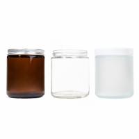 China 100ml 250ml 500ml Empty Amber Candle Jars Custom Label Glass Candle Jars With Metal Lids for sale